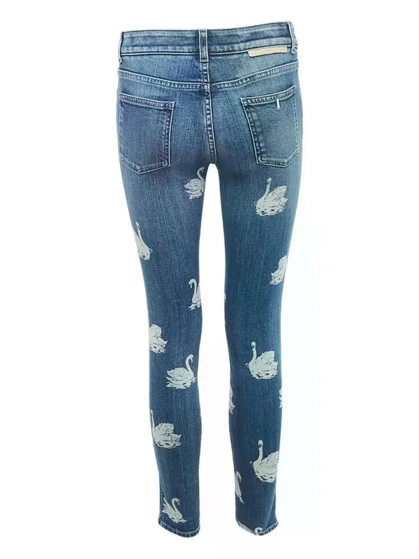 Stella McCartney Embroidered Swan Print Skinny Jeans