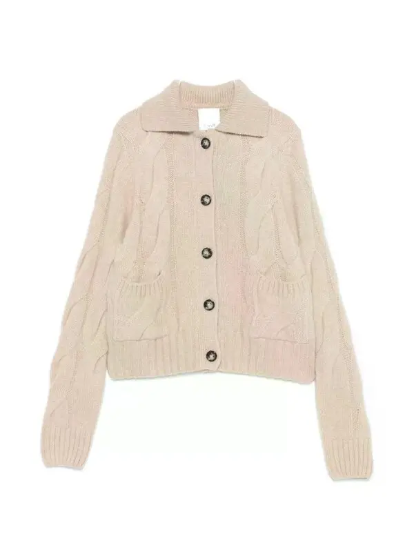 ALLUDE Cable-knit Button-up Cardigan