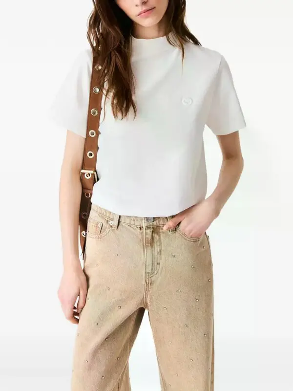Maje Embroidered Mock Neck Top