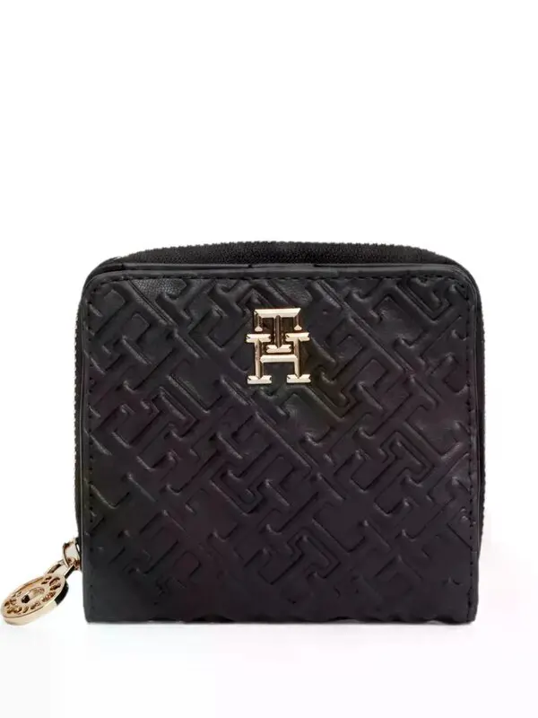 Tommy Hilfiger Monogram-embossed Zip-around Wallet - Black