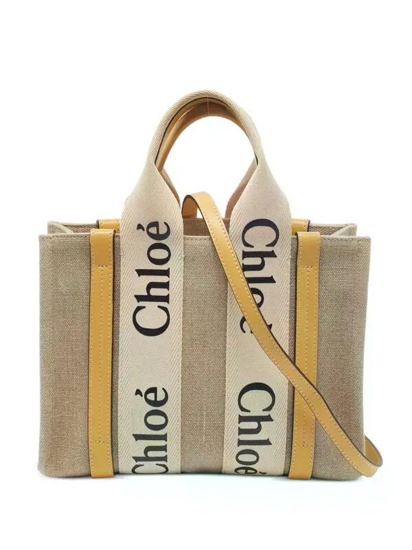 Chloé Small Woody Leather-trim Tote Bag - Neutrals