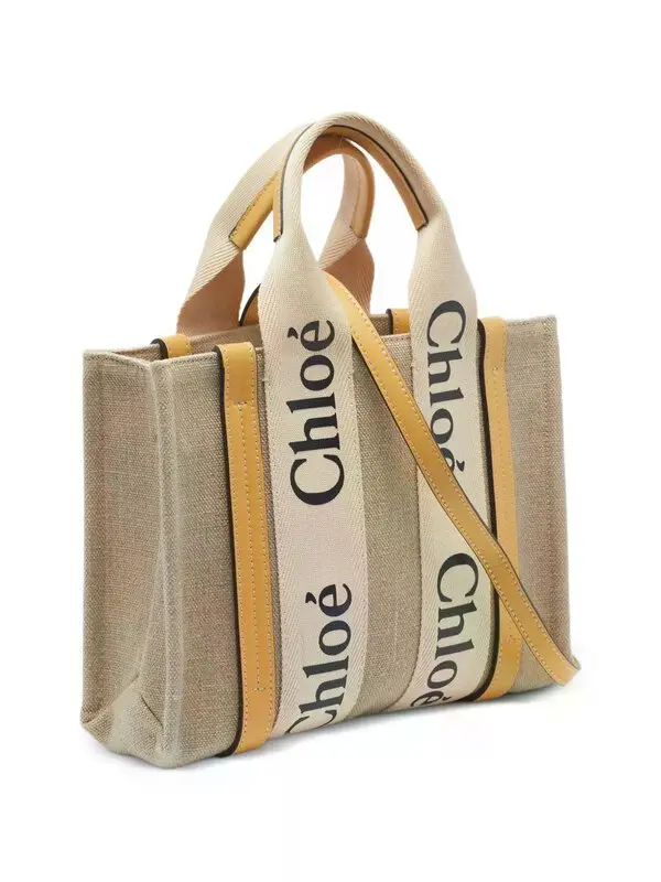 Chloé Small Woody Leather-trim Tote Bag - Neutrals
