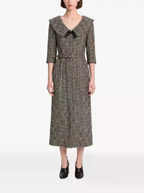 Alessandra Rich Off-shoulder Sequin-tweed Midi Dress