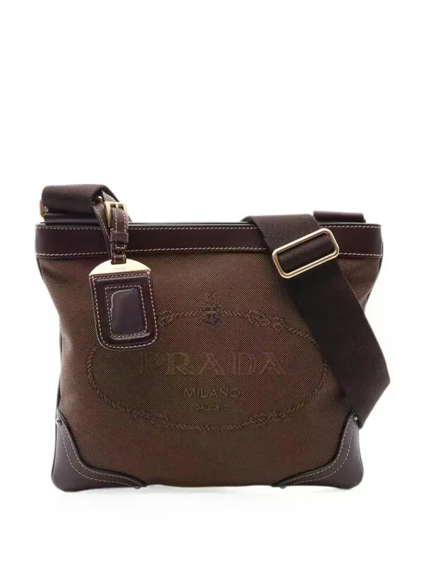 Prada 2010s Logo Jacquard Shoulder Bag