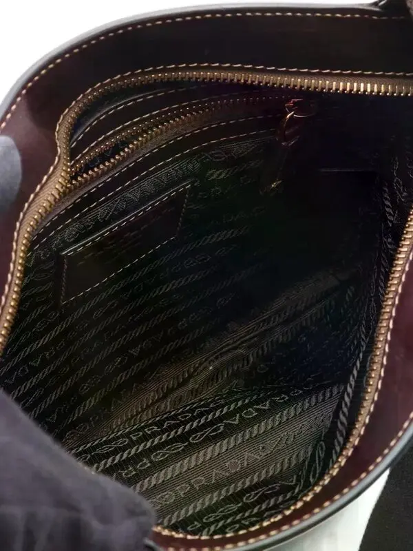 Prada 2010s Logo Jacquard Shoulder Bag