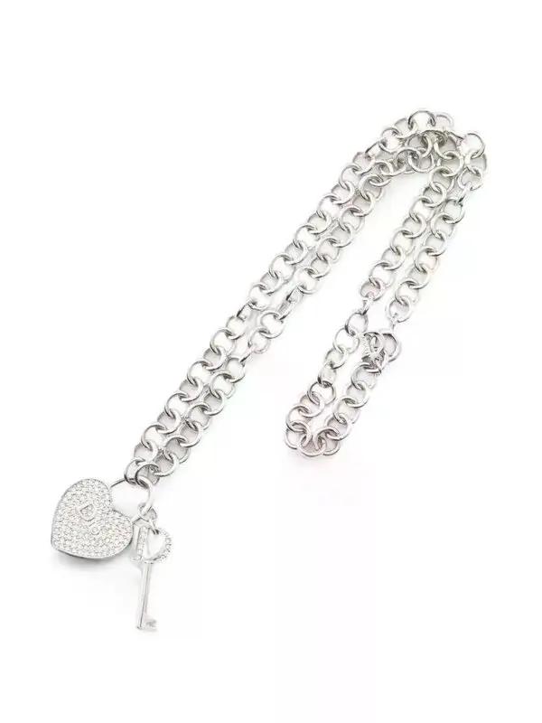 Dior 2010s Crystal Heart Padlock Necklace
