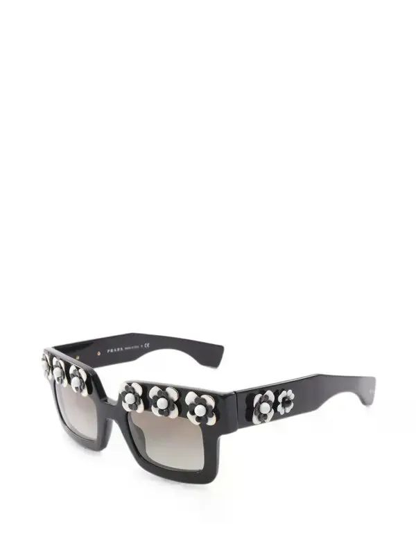 Prada 2010s Flower-embellished Square Sunglasses