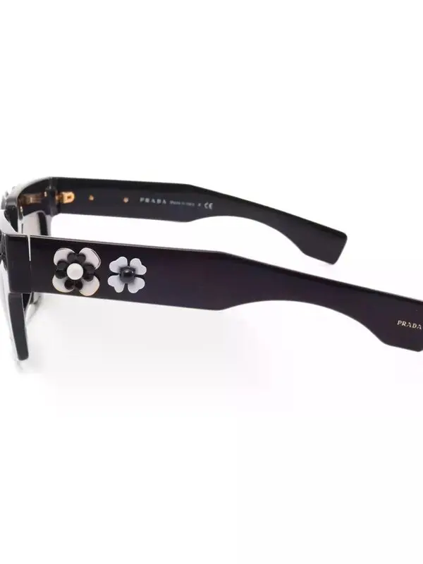 Prada 2010s Flower-embellished Square Sunglasses