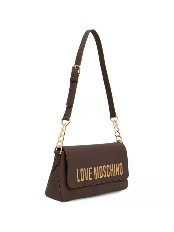 Moschino Logo-plaque Chain-link Shoulder Bag - Brown