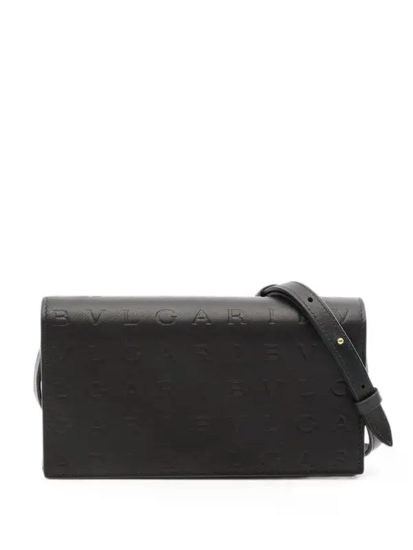 BVLGARI 2010s Infiniteum Embossed-logo Shoulder Bag - Black