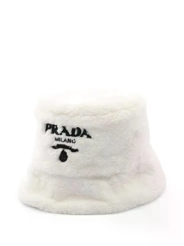 Prada 2010s Logo Bucket Hat - White