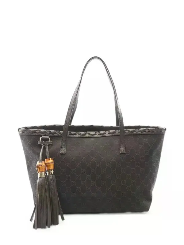 Gucci 2000s Bamboo Gg Canvas Tote Bag