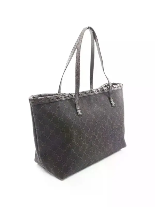 Gucci 2000s Bamboo Gg Canvas Tote Bag