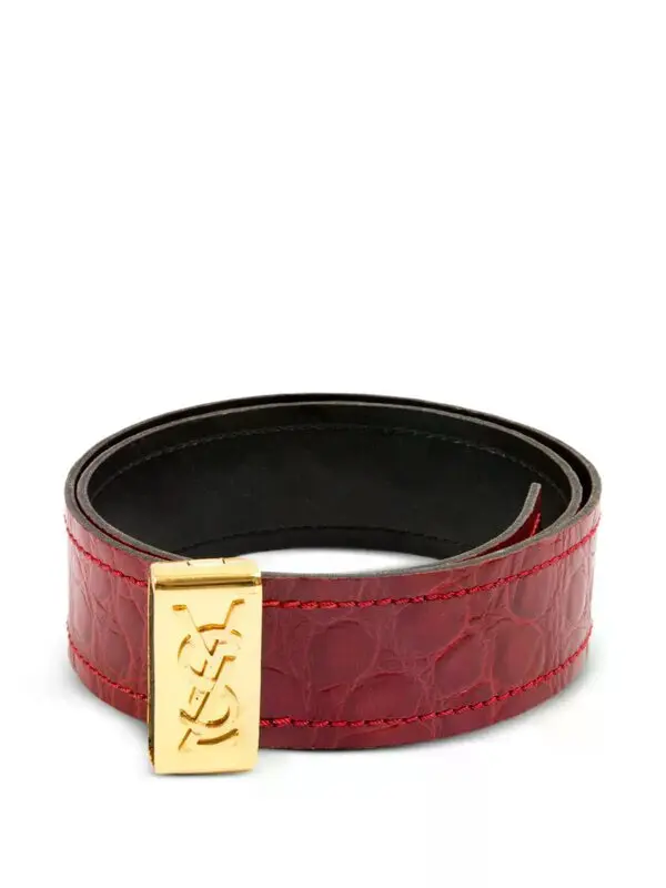 Saint Laurent 1990s Logo Plaque Belt - Red
