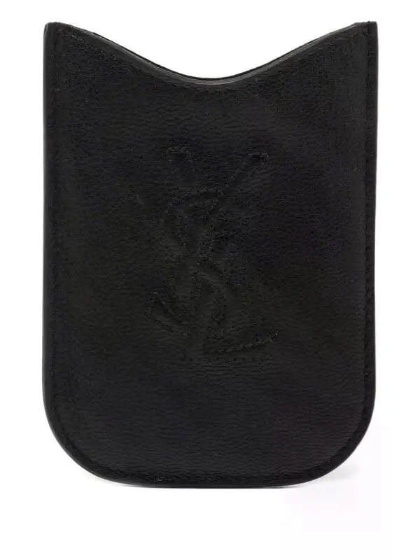 Saint Laurent Logo-embossed Leather Phone Cover