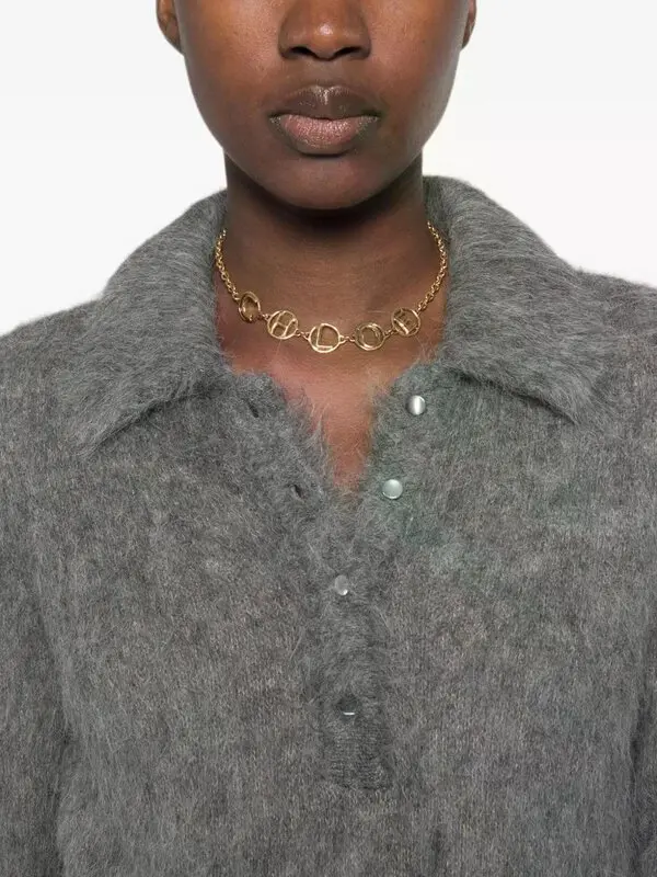 Chloé Brushed-knit Polo Sweater - Grey