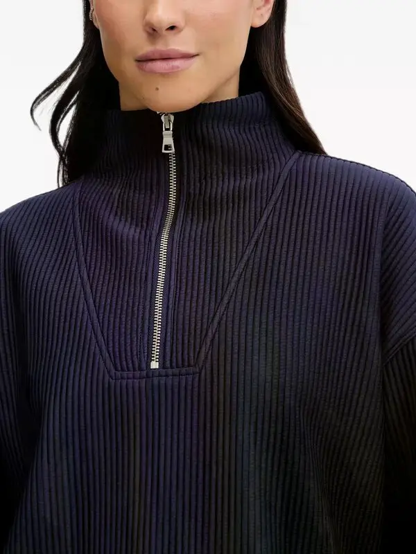 Dkny Ribbed Quarter-zip Sweatshirt With High Neck