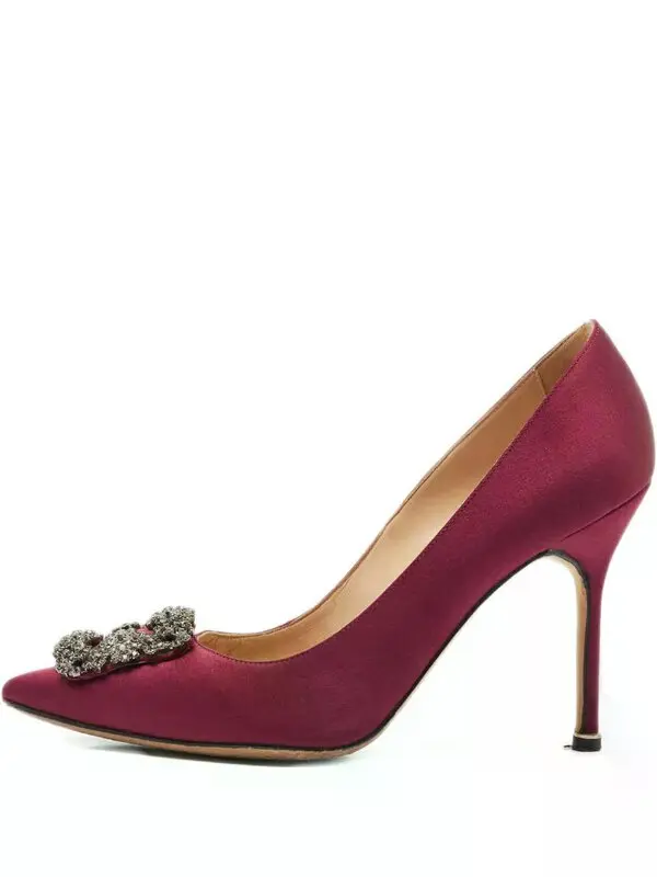 Manolo Blahnik Jewel-buckle Satin Pumps