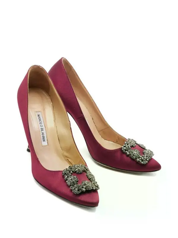 Manolo Blahnik Jewel-buckle Satin Pumps