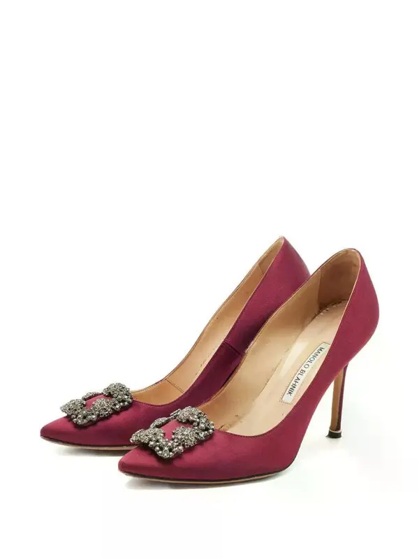 Manolo Blahnik Jewel-buckle Satin Pumps