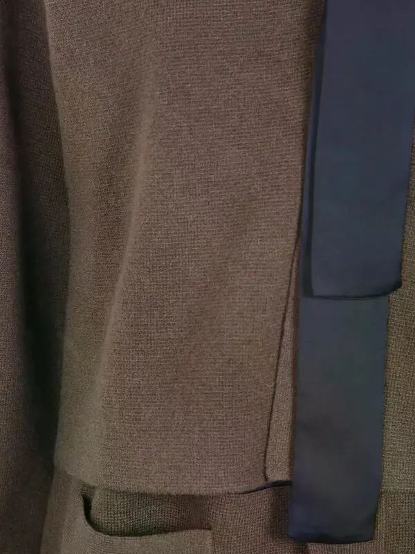 Sacai Layered Wool Cardigan With Silk Tie Collar