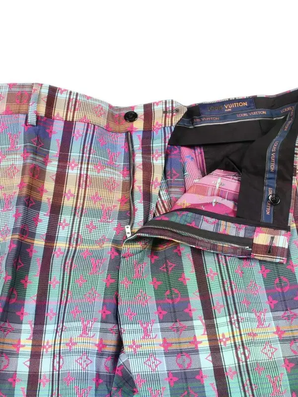 LOUIS VUITTON 2010s Monogram Madras Check-pattern Trousers