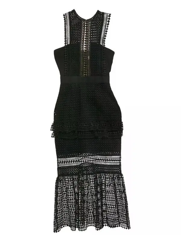 SELF-PORTRAIT Lace Panel Midi Dress