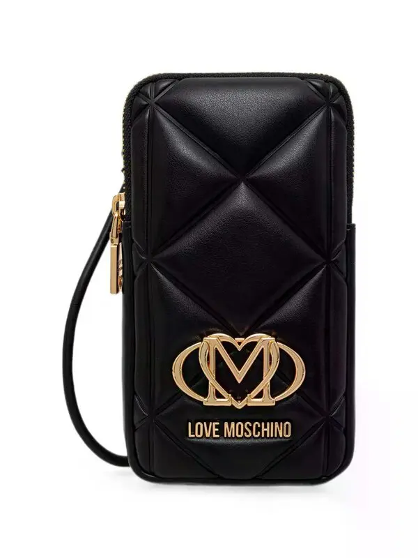 Moschino Quilted Logo-plaque Phone Bag - Black
