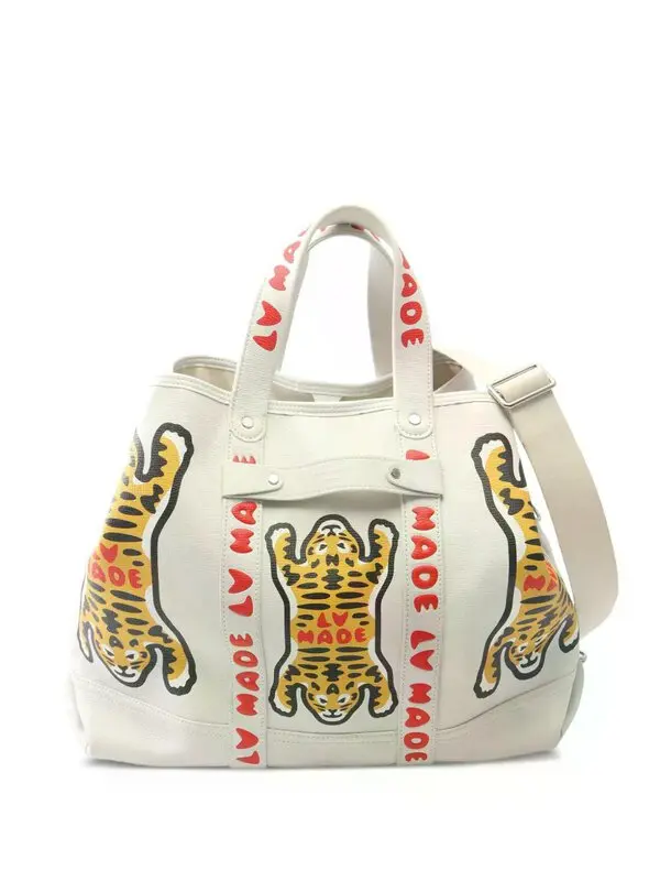 LOUIS VUITTON X Nigo Tiger Journey Tote Bag - White