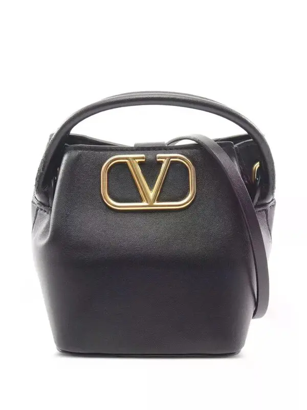 Valentino Garavani Vlogo Leather Handbag - Black