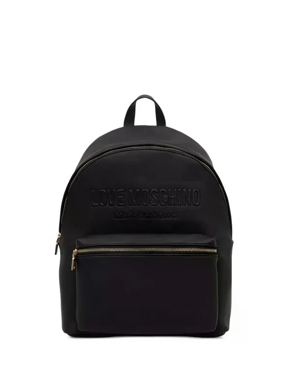 Moschino Logo-embossed Front-zip Backpack - Black