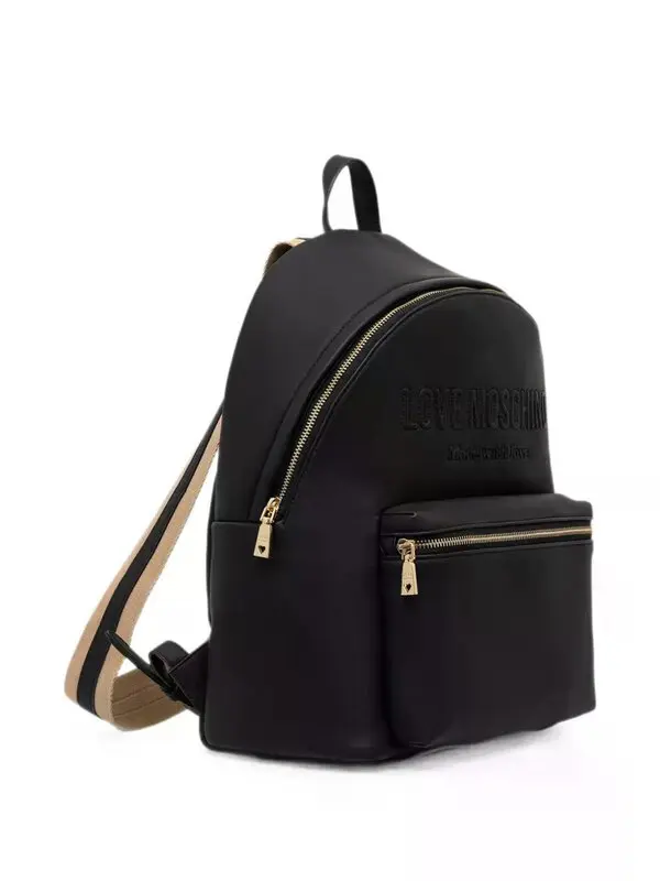 Moschino Logo-embossed Front-zip Backpack - Black