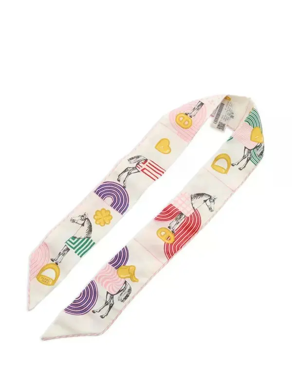 Hermès 2020s Garde-robe Pop Twilly Scarf - White