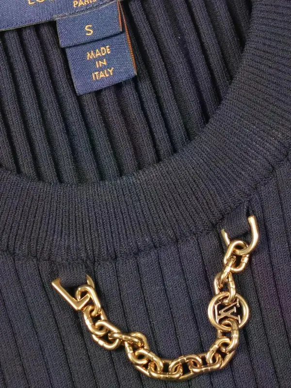 LOUIS VUITTON 2000s Chain-detail Ribbed Sweater