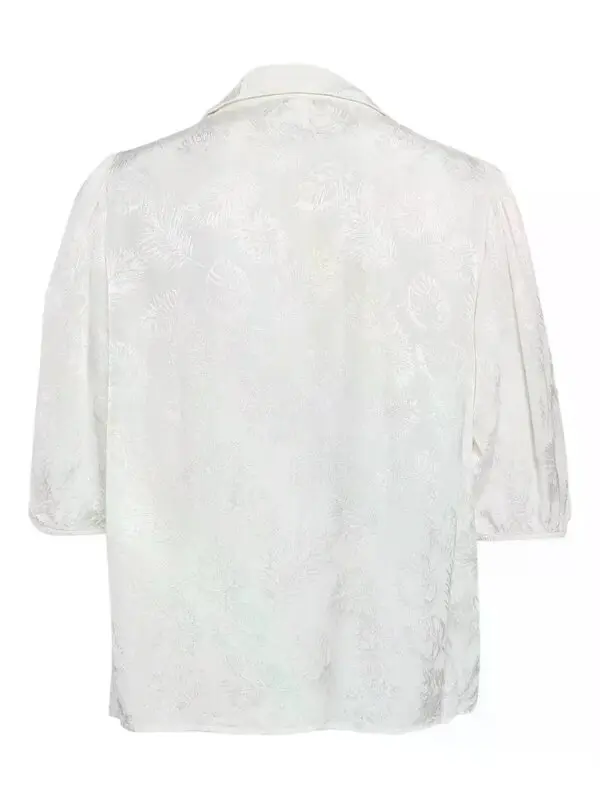 Maje Leaf Jacquard Puff Sleeve Shirt