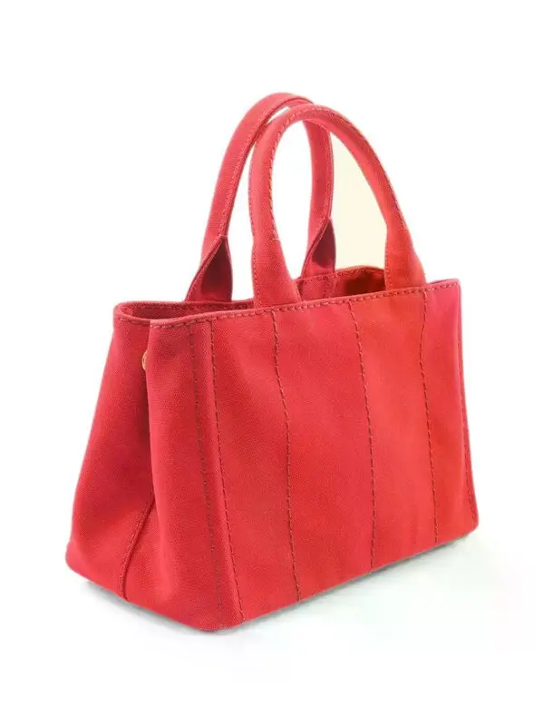 Prada 2010s Canapa Two-way Handbag - Red