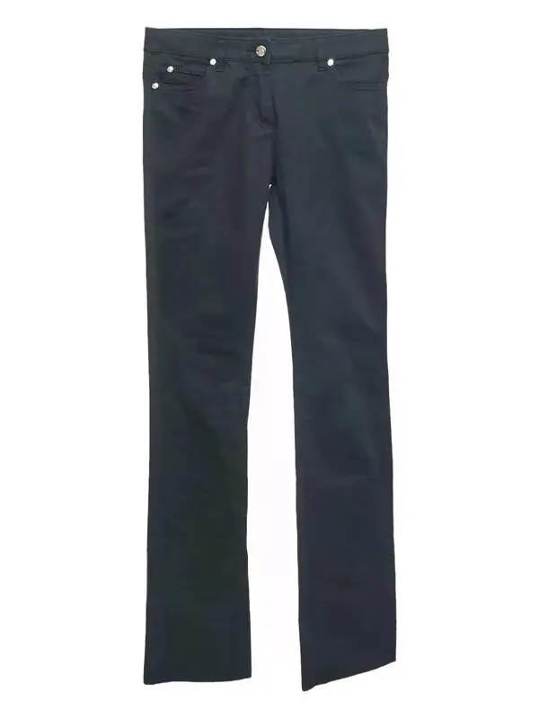 Roberto Cavalli Dark Stretch Cotton Trousers With Metal Logo