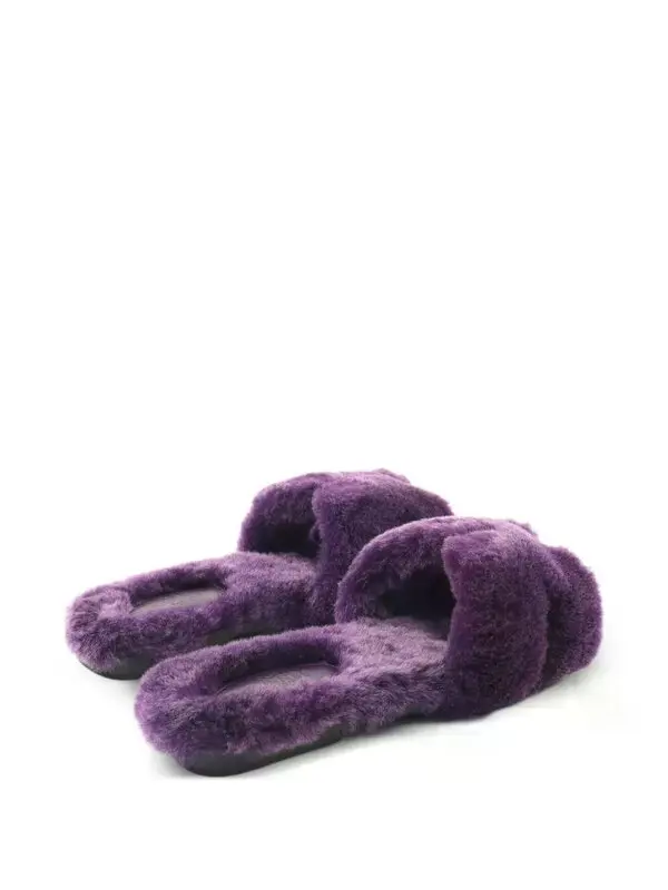 Hermès Oran Sheepskin Slides - Purple