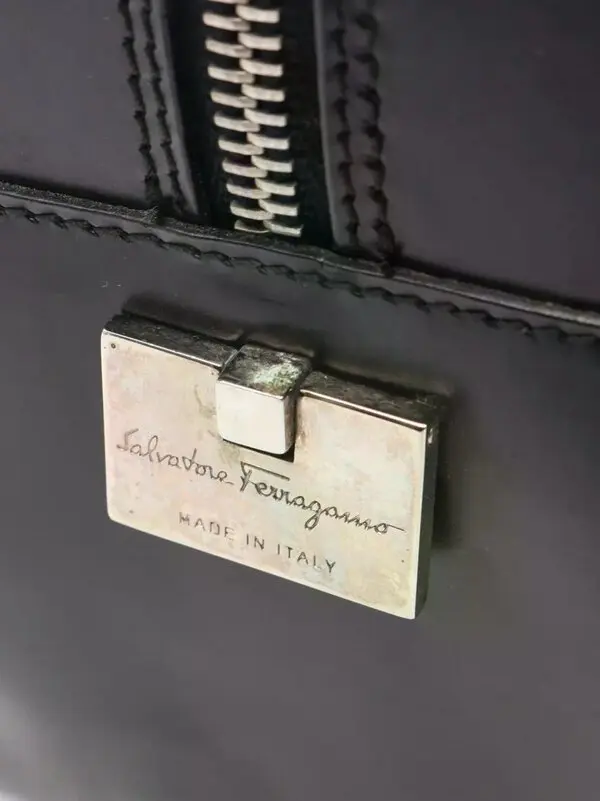 FERRAGAMO Gancini Embossed Leather Tote Bag