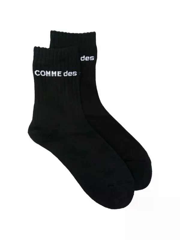 Comme Des Garçons Logo-knit Ribbed Socks
