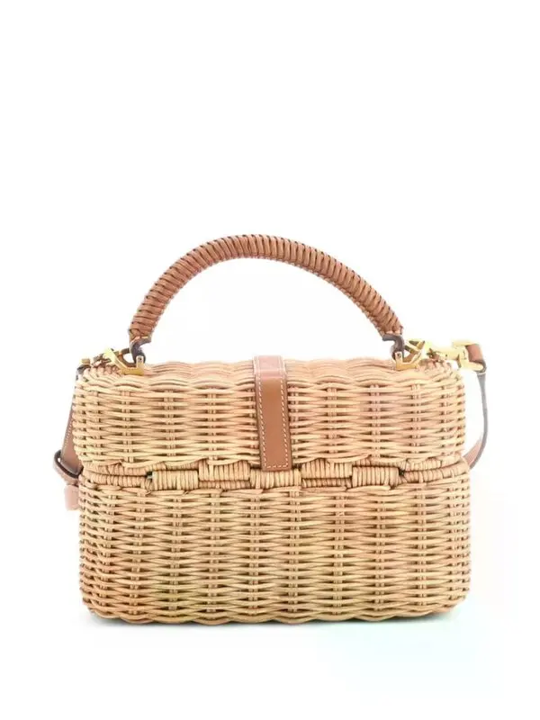 Saint Laurent Gaby Top Handle Vanity Bag Wicker With Leather Shoulder Bag