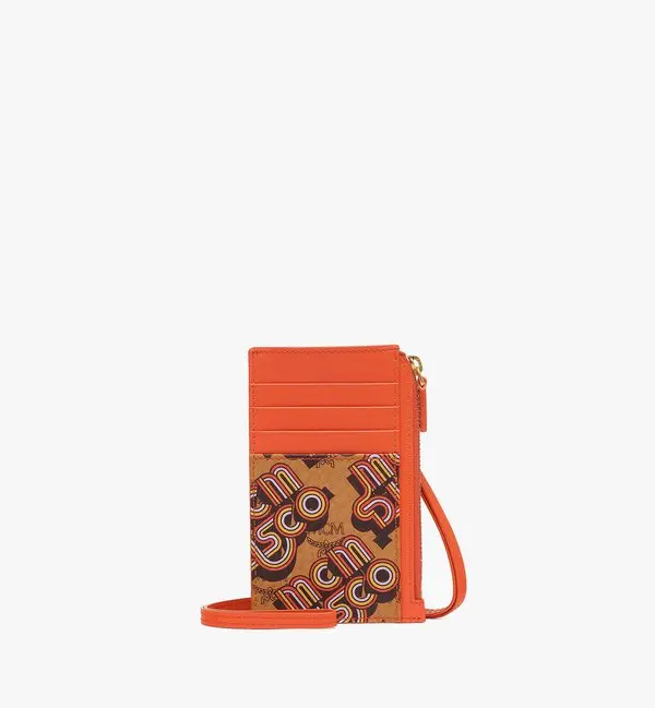 Mcm Aren Lanyard Card Holder In Disco Visetos