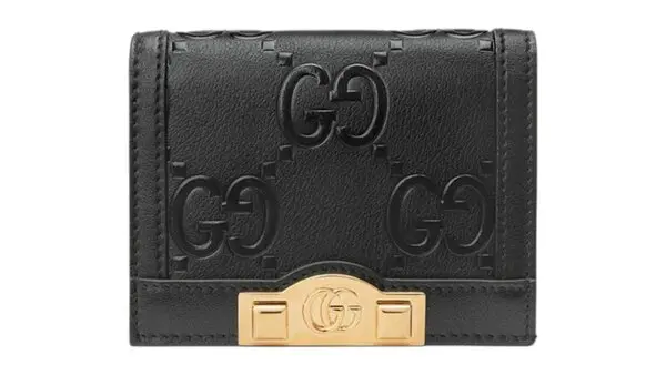 Gucci Gg Embossed Card Case Wallet - Black