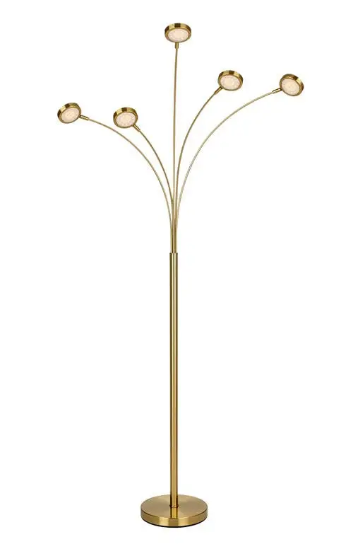 BRIGHTECH Orion 74" Gold Led Tree Arc Floor Lamp With 5 Adjustable Arms