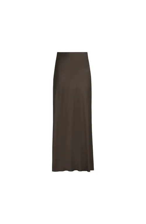 Brunello Cucinelli Satin Cady Fluid Bias-cut Maxi Skirt - Cocoa