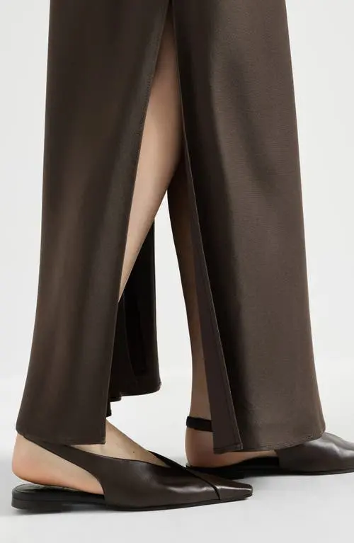 Brunello Cucinelli Satin Cady Fluid Bias-cut Maxi Skirt - Cocoa