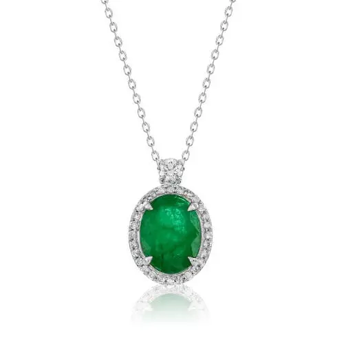 SOUZANA BY SUZY LEVIAN 14k White Gold Emerald And Diamond Pendant Necklace - Green
