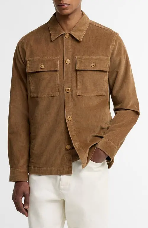 Barbour Tartan Trimmed Corduroy Shirt Jacket - Sandstone