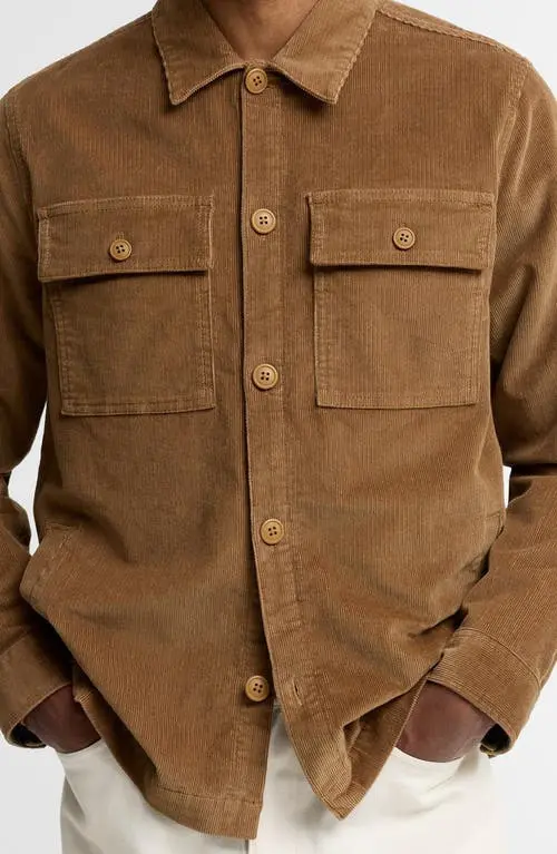 Barbour Tartan Trimmed Corduroy Shirt Jacket - Sandstone