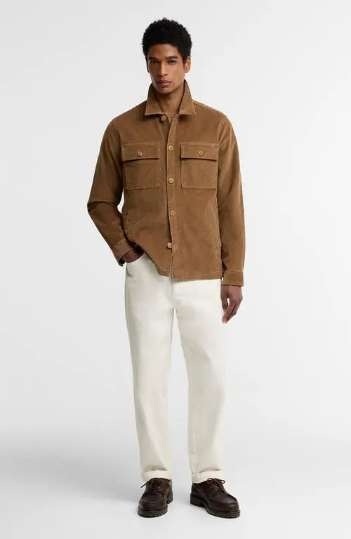 Barbour Tartan Trimmed Corduroy Shirt Jacket - Sandstone